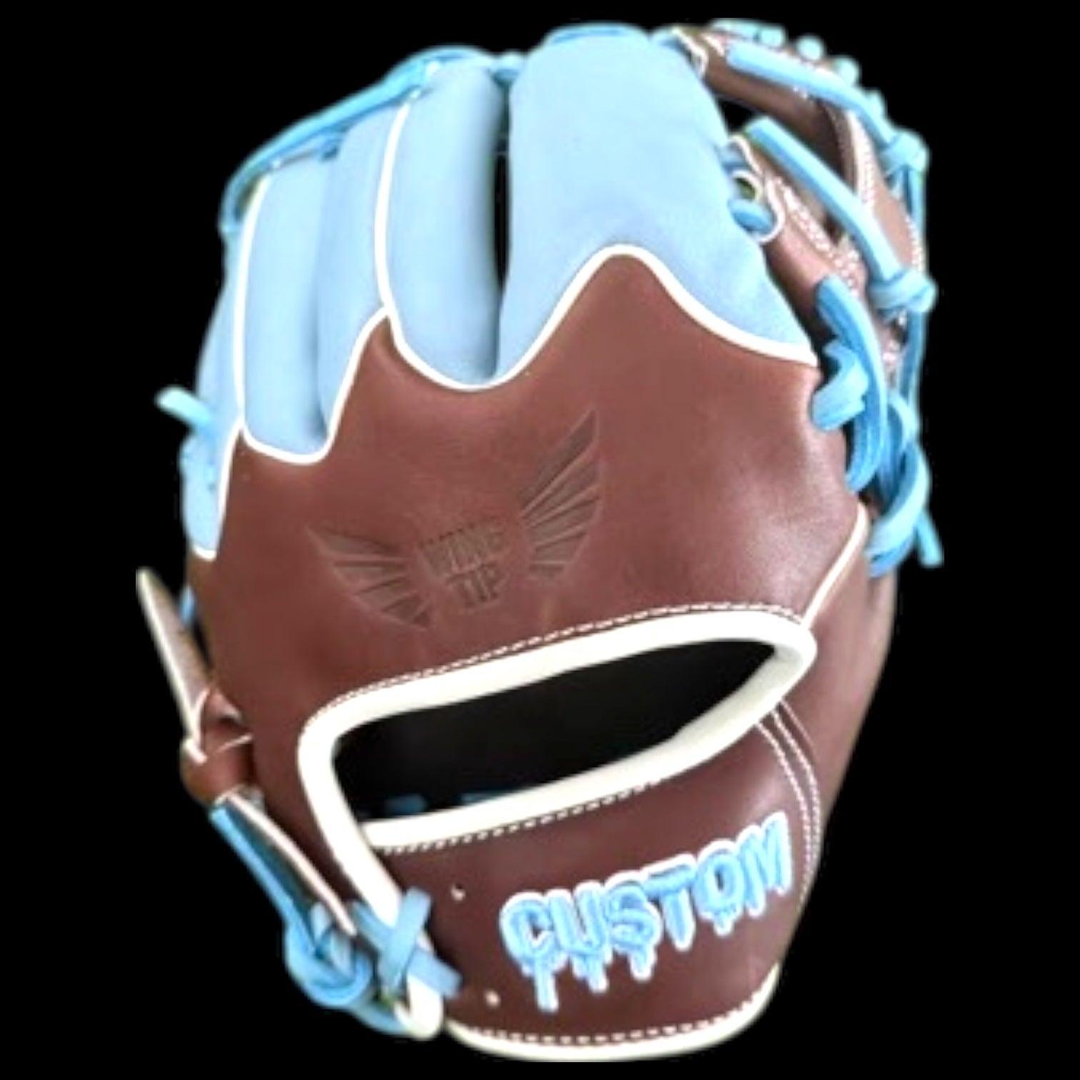 CUSTOM Wing Tip 11.5” I-Web Kip Baby Blue Brown Baseball Glove – Custom ...